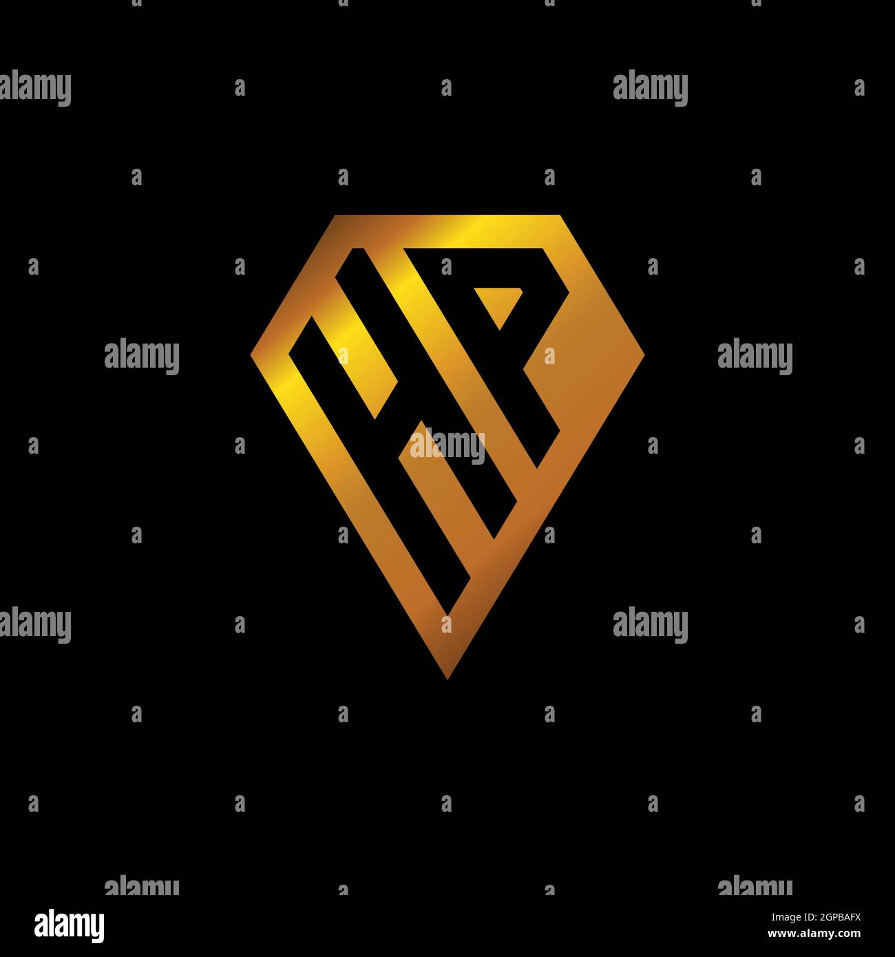 HP logo with golden diamond shape style vector, monogram geometric ...
