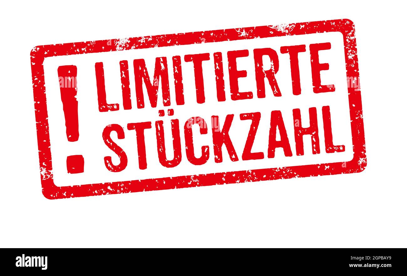 Red stamp on a white background - Limited Quantity in german ...