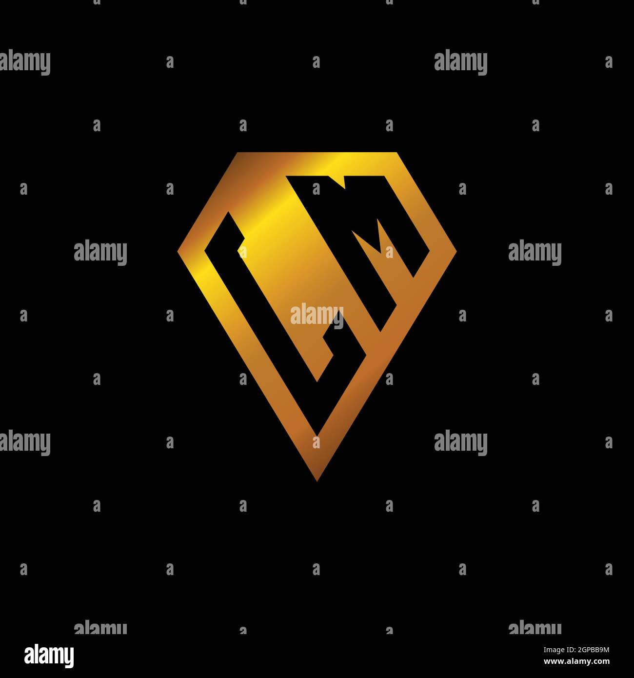 LM logo with golden diamond shape style vector, monogram geometric ...