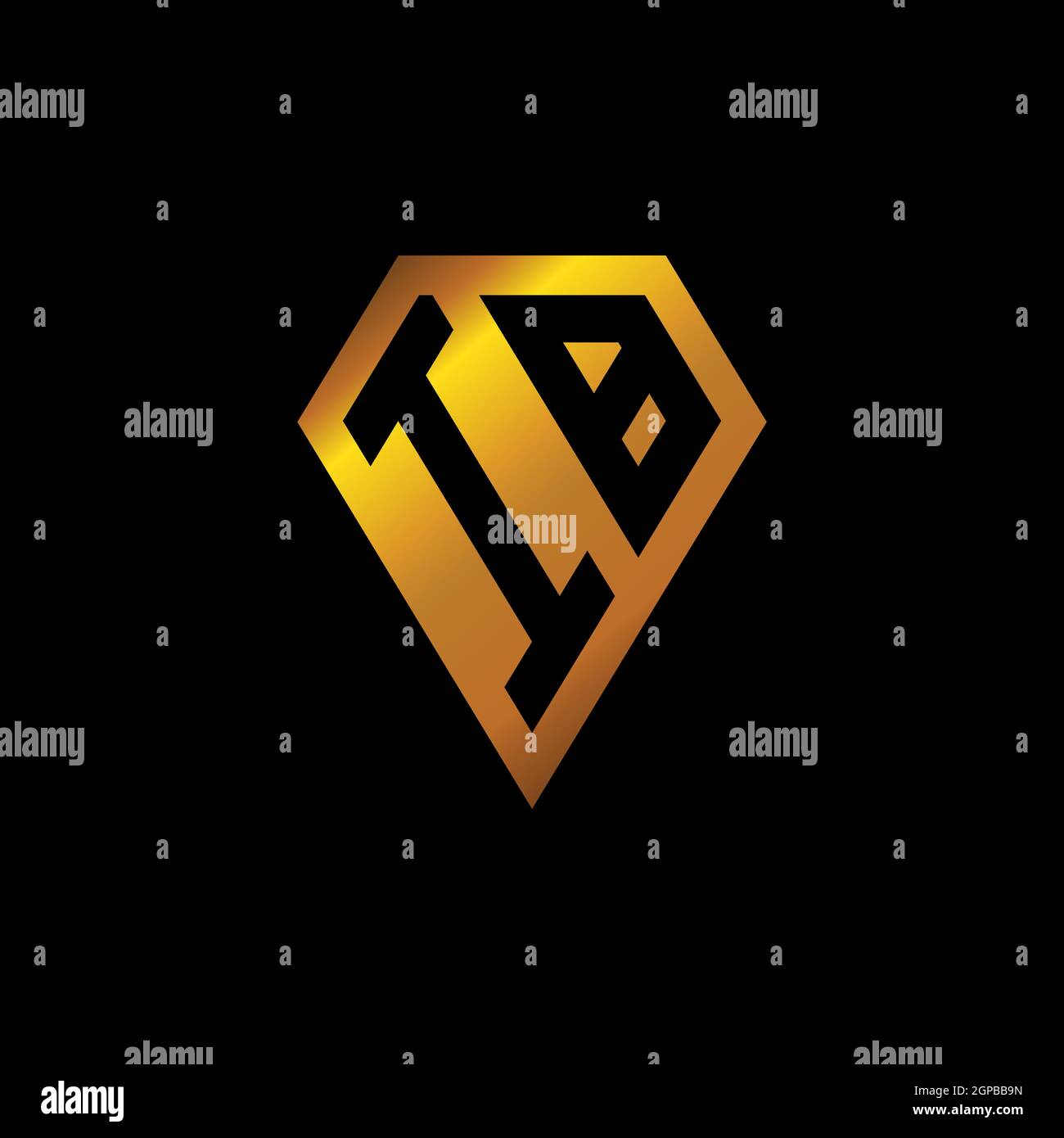 IB logo with golden diamond shape style vector, monogram geometric ...
