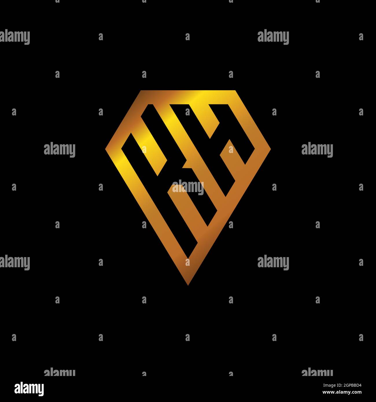 KH logo with golden diamond shape style vector, monogram geometric ...