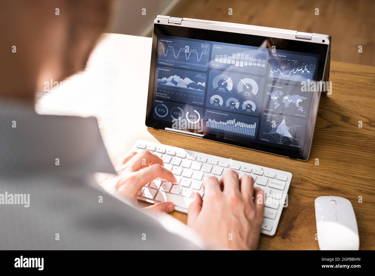 Business Dashboard Smart Marketing Data On Computer Screen Stock Photo ...