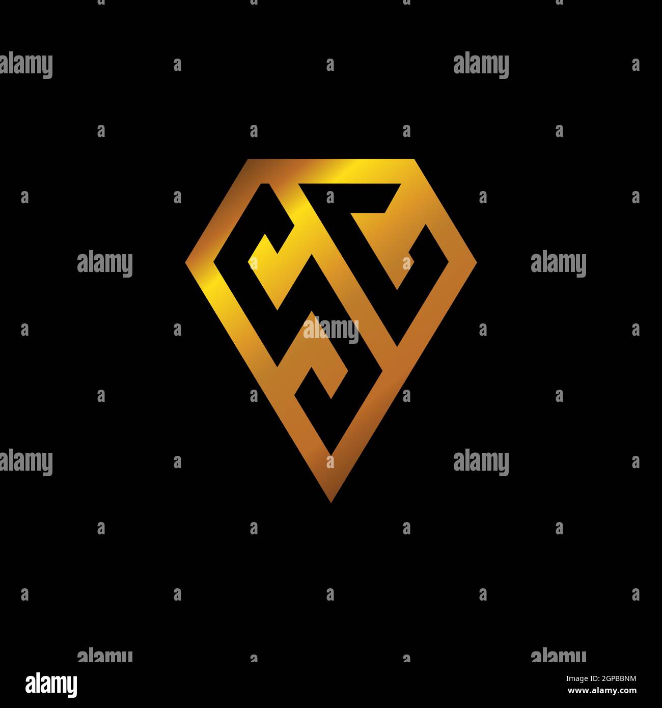 SC logo with golden diamond shape style vector, monogram geometric ...