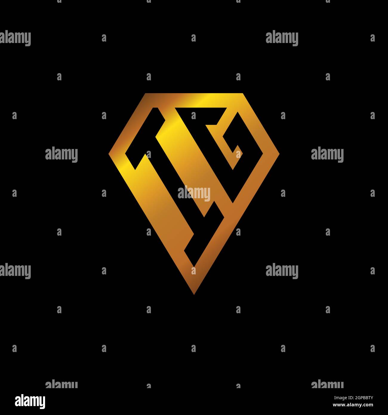 IG logo with golden diamond shape style vector, monogram geometric ...