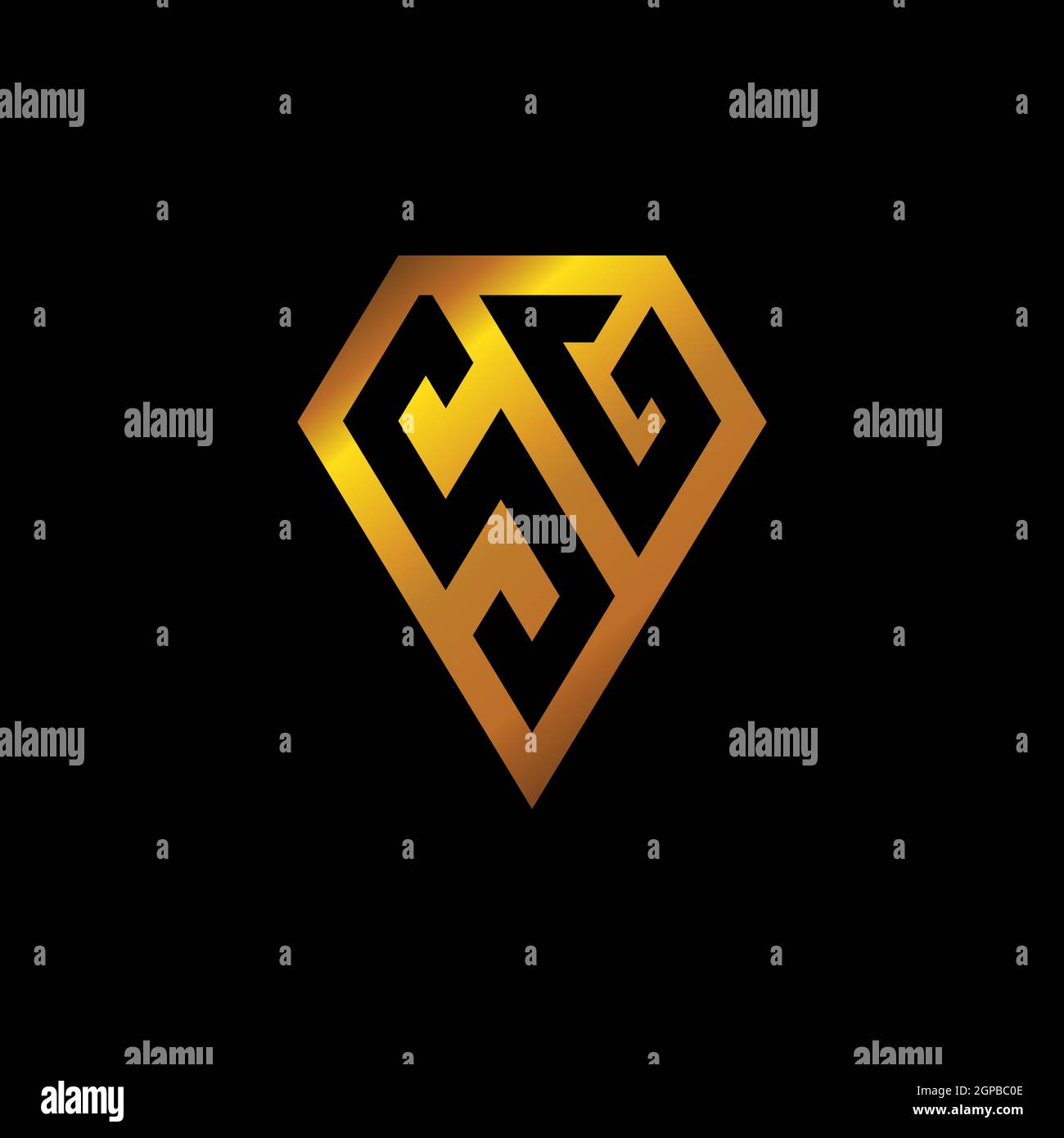 SG logo with golden diamond shape style vector, monogram geometric ...