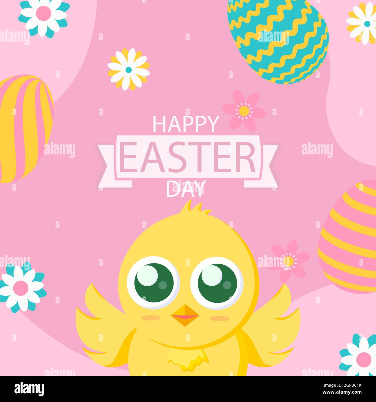 Yellow Easter chicken on a festive background - Vector illustration ...