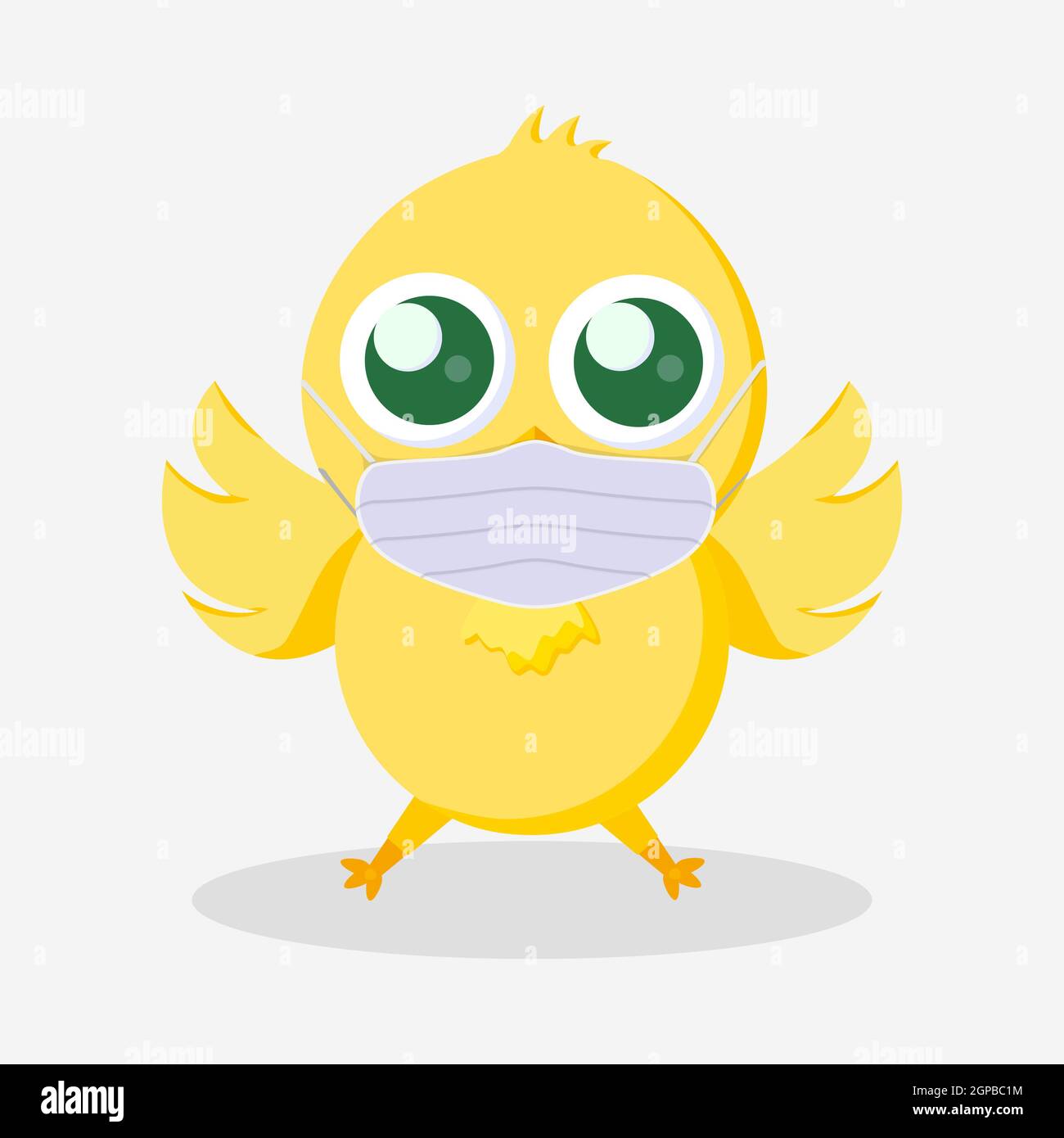 Yellow Easter chicken in a medical mask on a white background - Vector ...