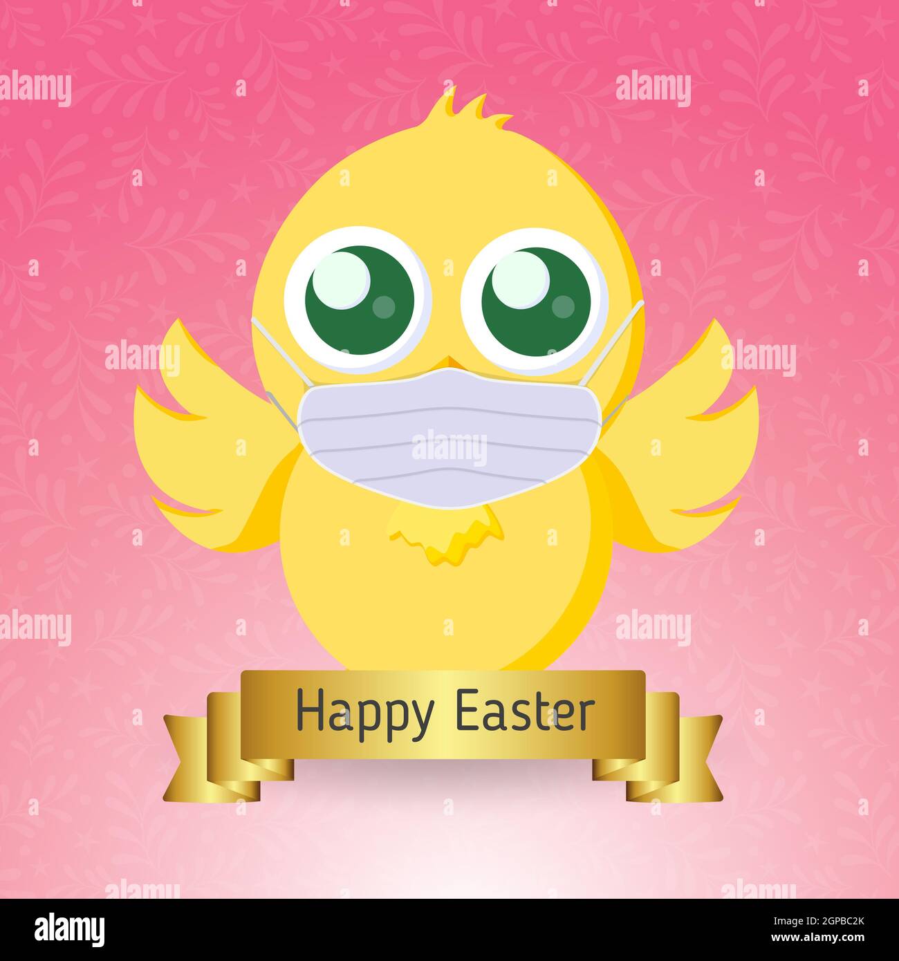 Yellow Easter Chick in Medical Mask - Vector illustration Stock Photo ...