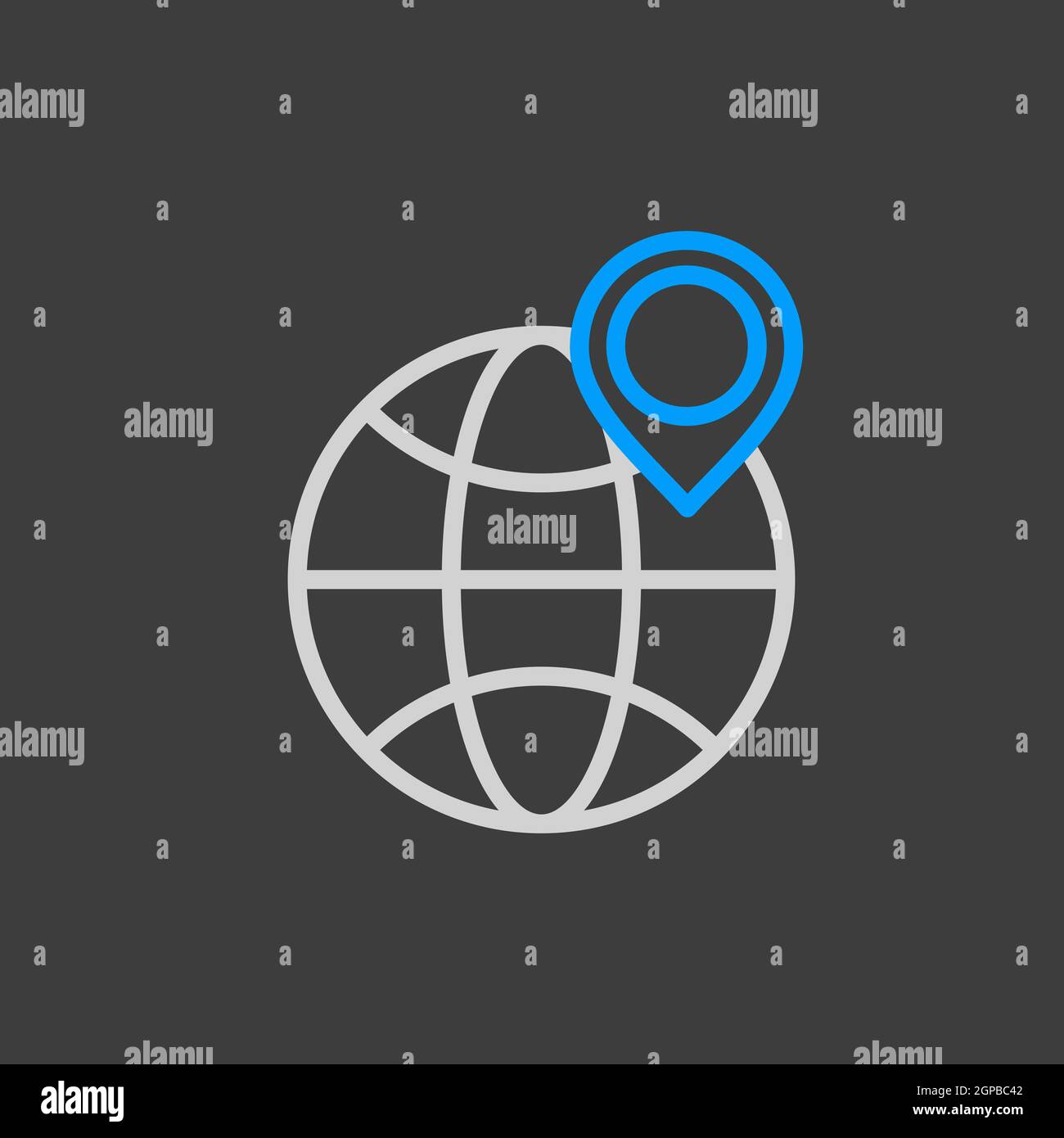 Earth planet and location marker on it vector icon. International ...