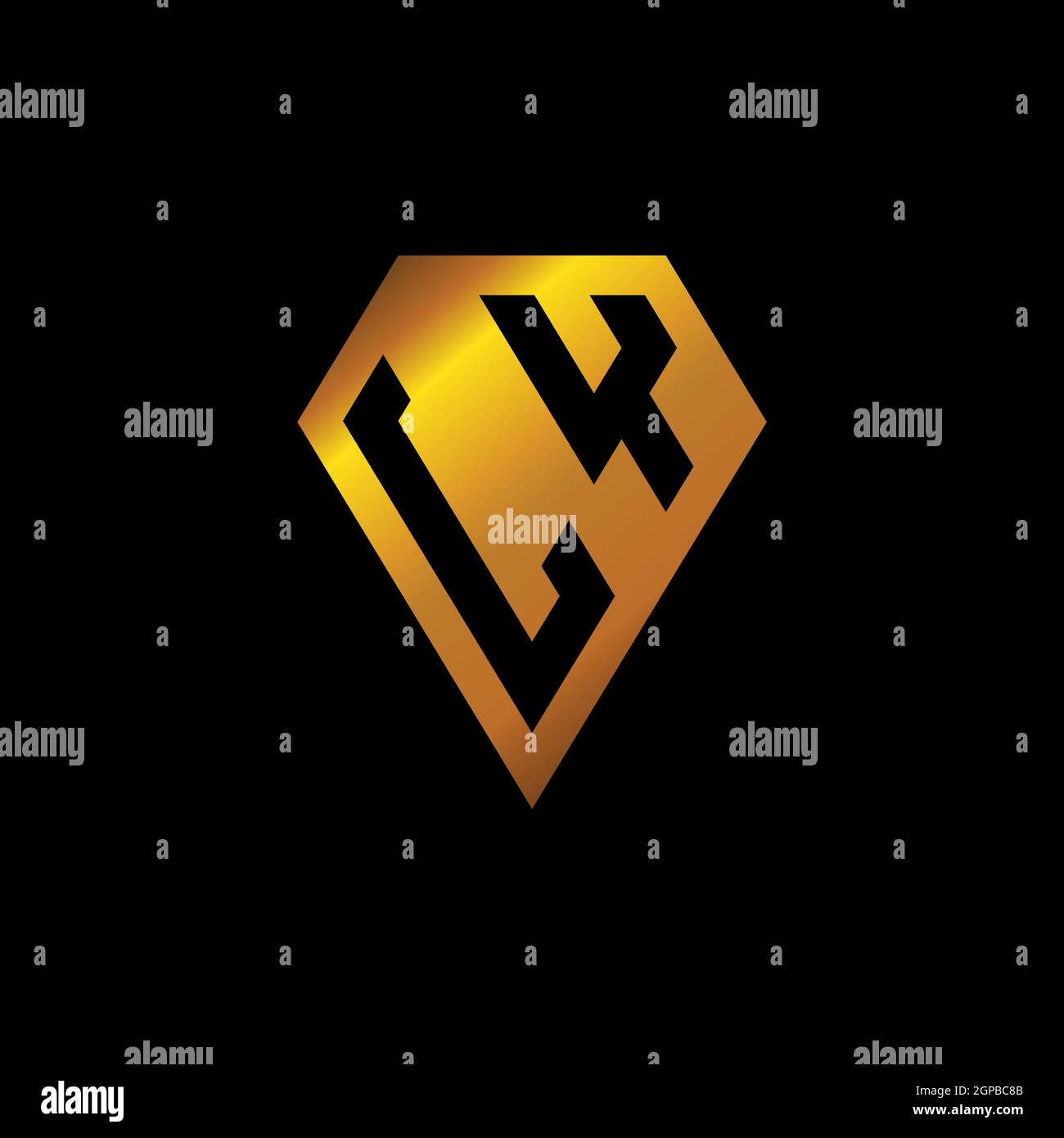 LY logo with golden diamond shape style vector, monogram geometric ...