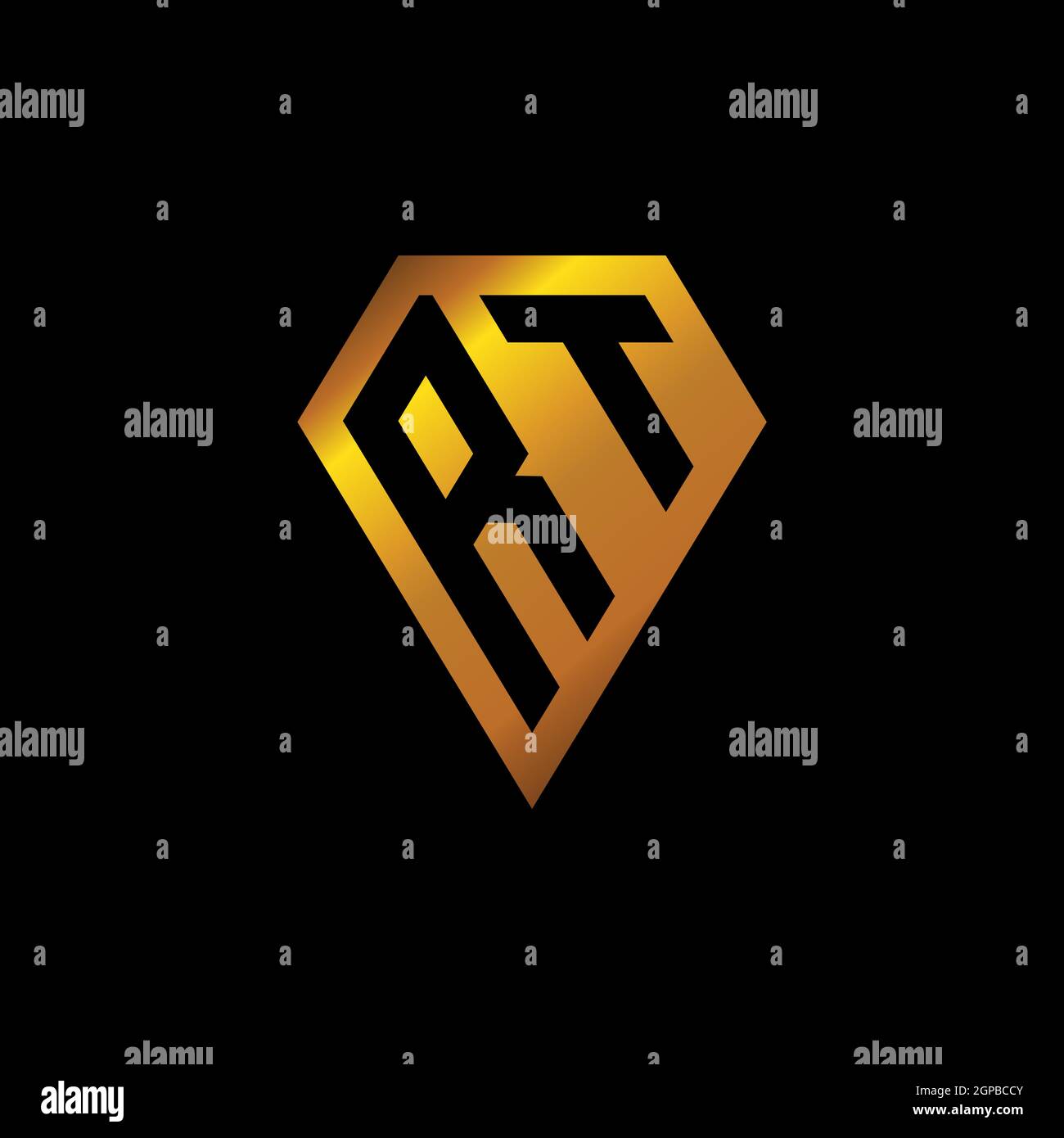 RI logo with golden diamond shape style vector, monogram geometric ...