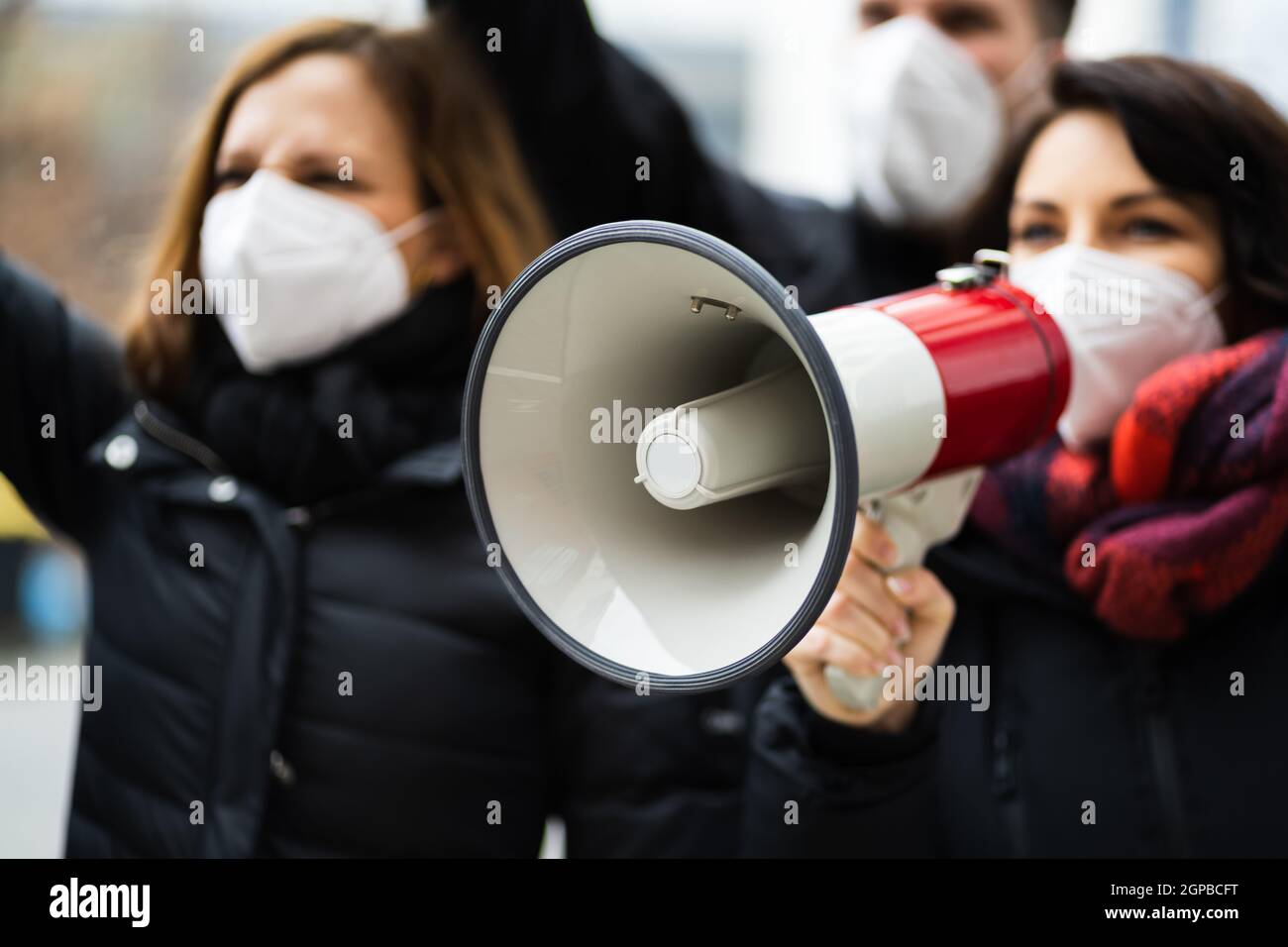 Rebellion People Shouting At Protest. Fighting For Democracy And ...