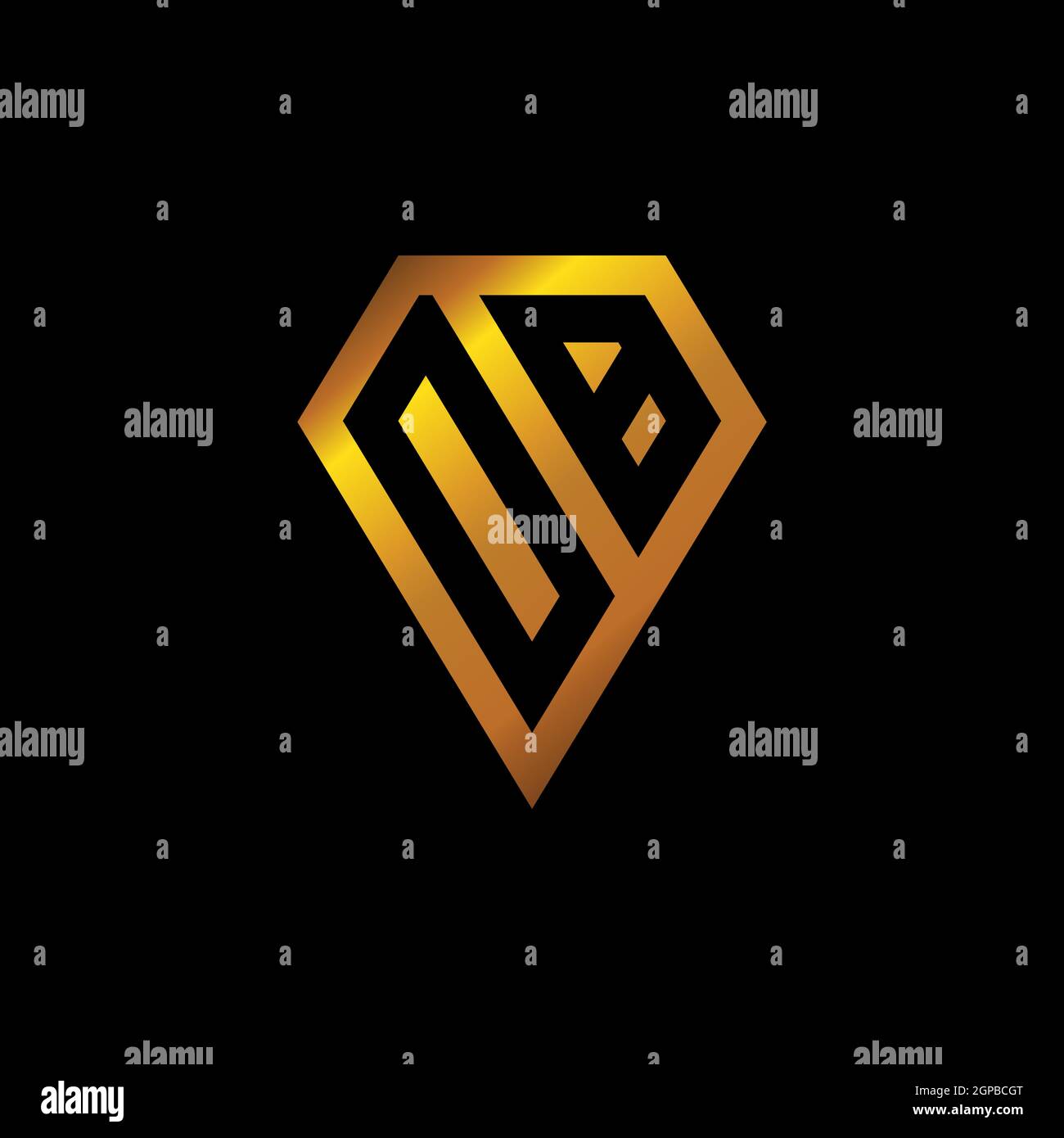 OB logo with golden diamond shape style vector, monogram geometric ...