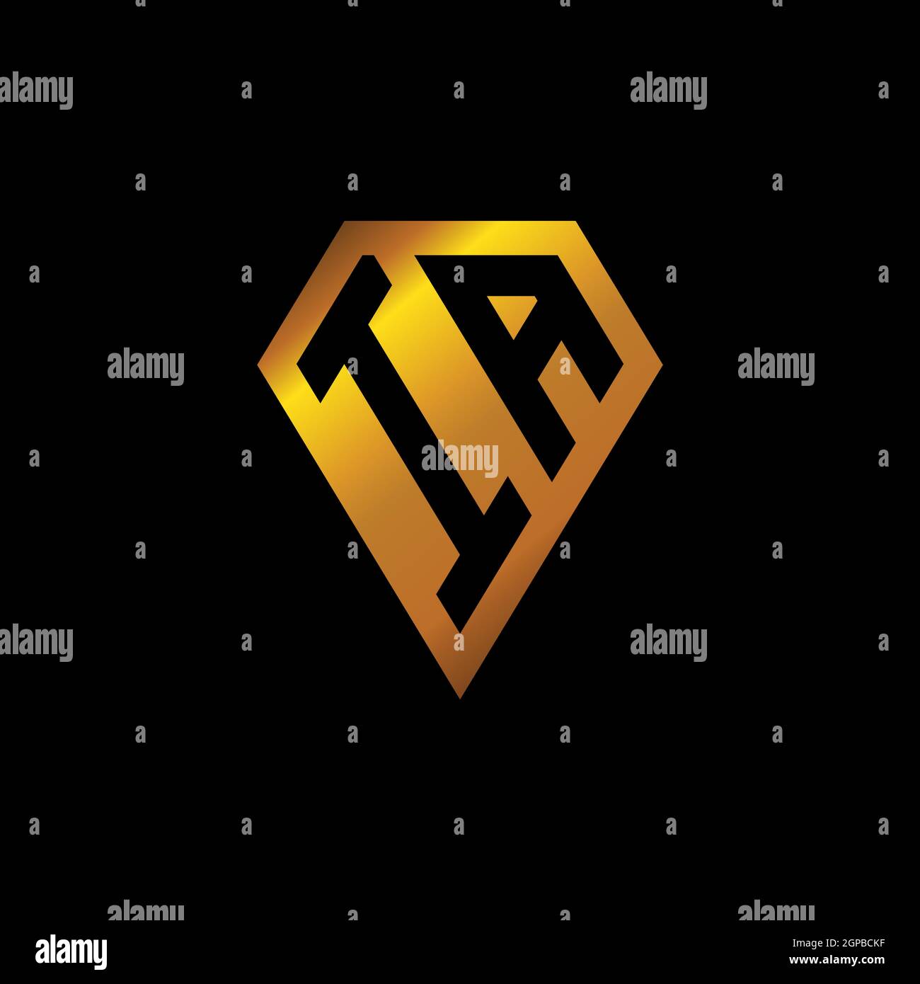 IA logo with golden diamond shape style vector, monogram geometric ...