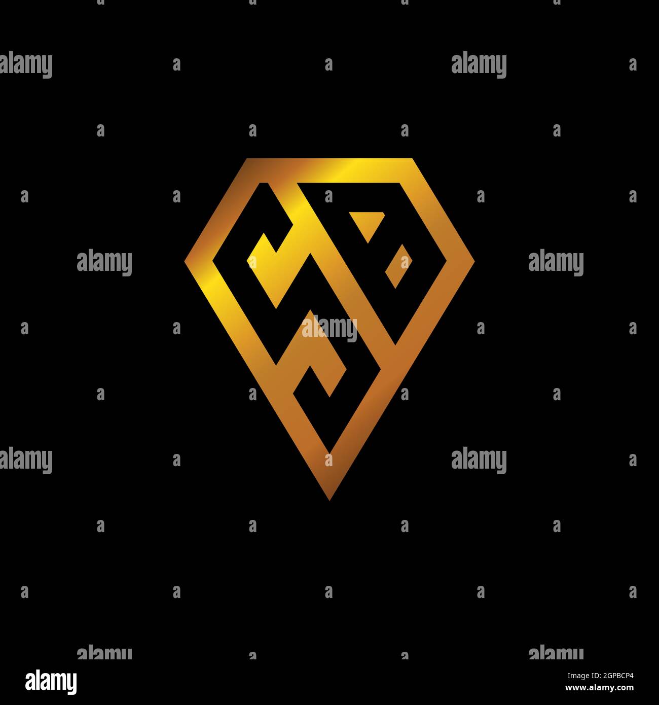 SB logo with golden diamond shape style vector, monogram geometric ...