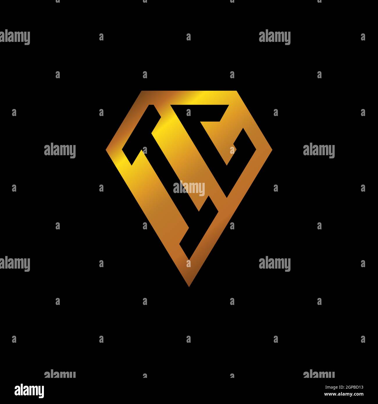 IC logo with golden diamond shape style vector, monogram geometric ...