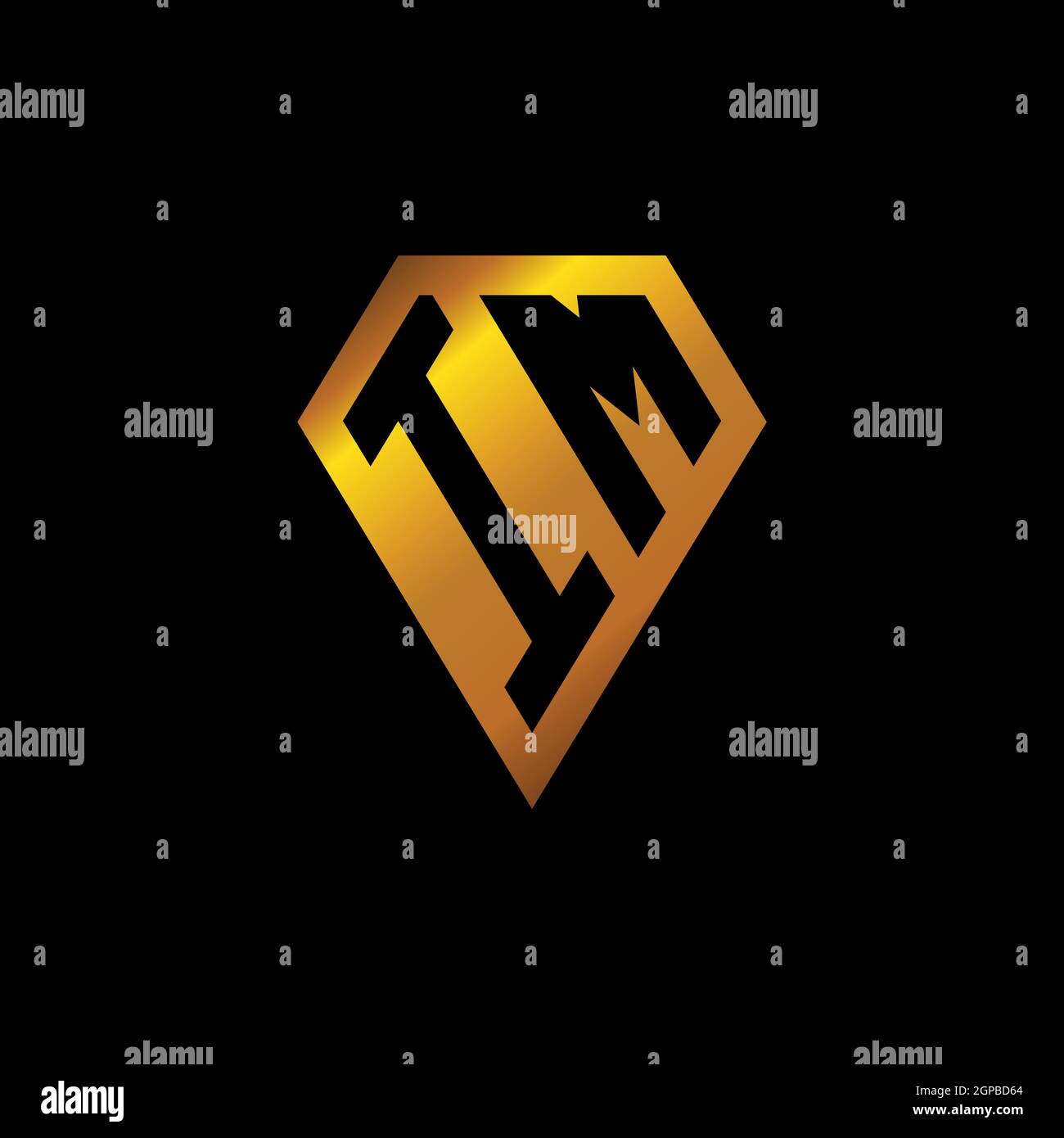 IM logo with golden diamond shape style vector, monogram geometric ...