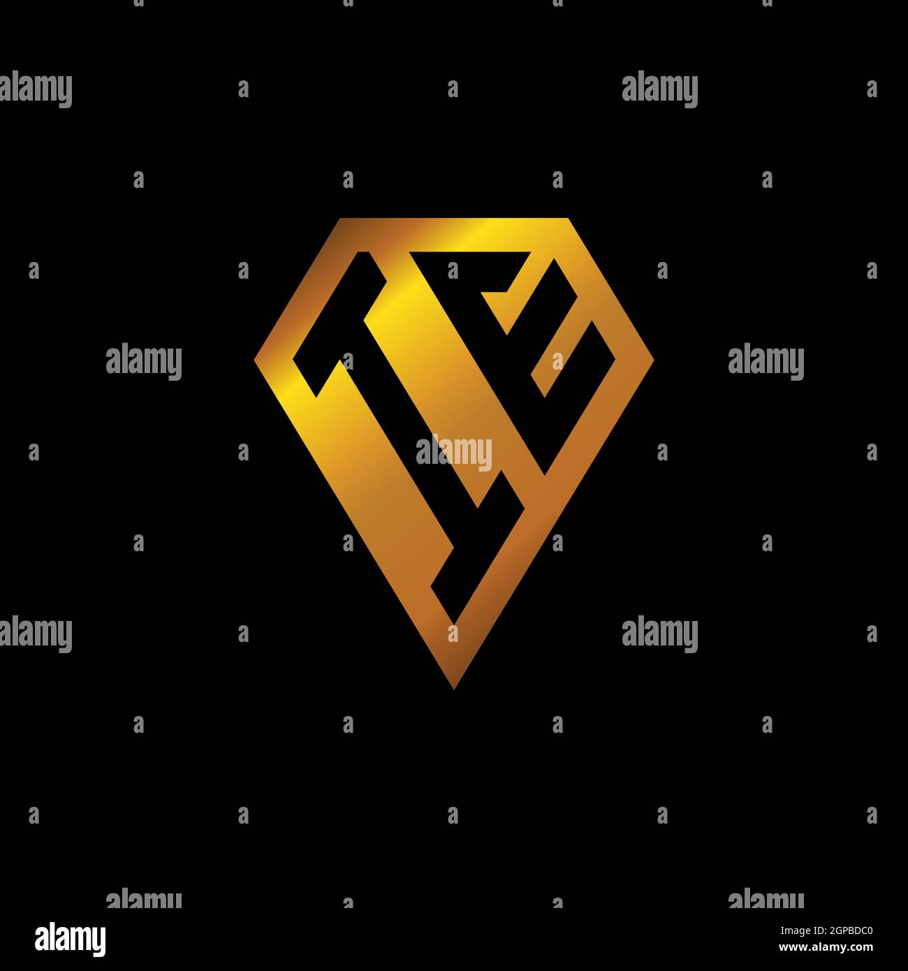 IE logo with golden diamond shape style vector, monogram geometric ...