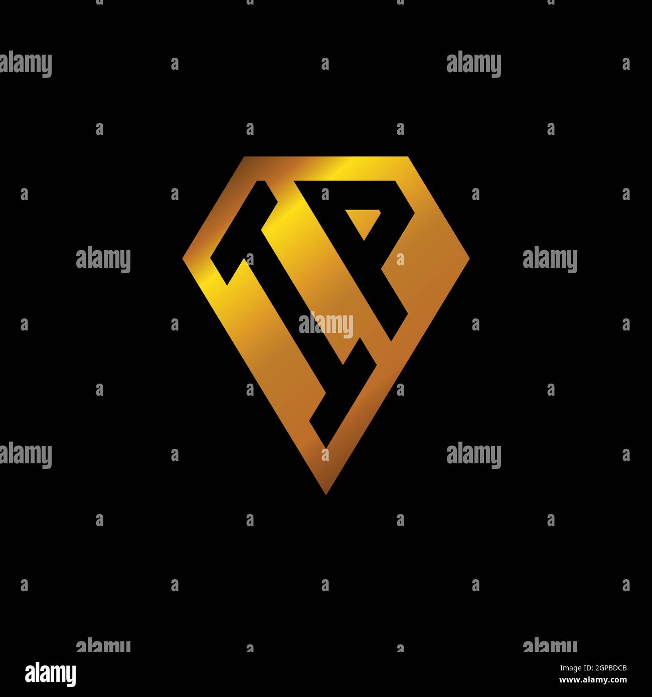 IP logo with golden diamond shape style vector, monogram geometric ...