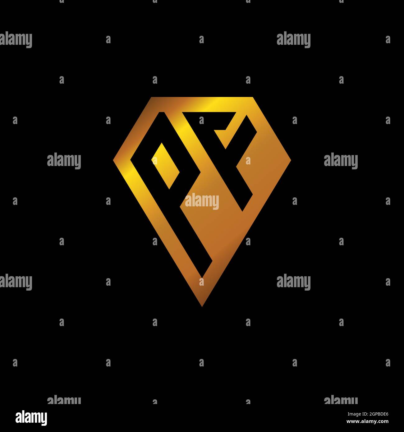 PF logo with golden diamond shape style vector, monogram geometric ... PF logo with golden diamond shape style vector, monogram geometric ...