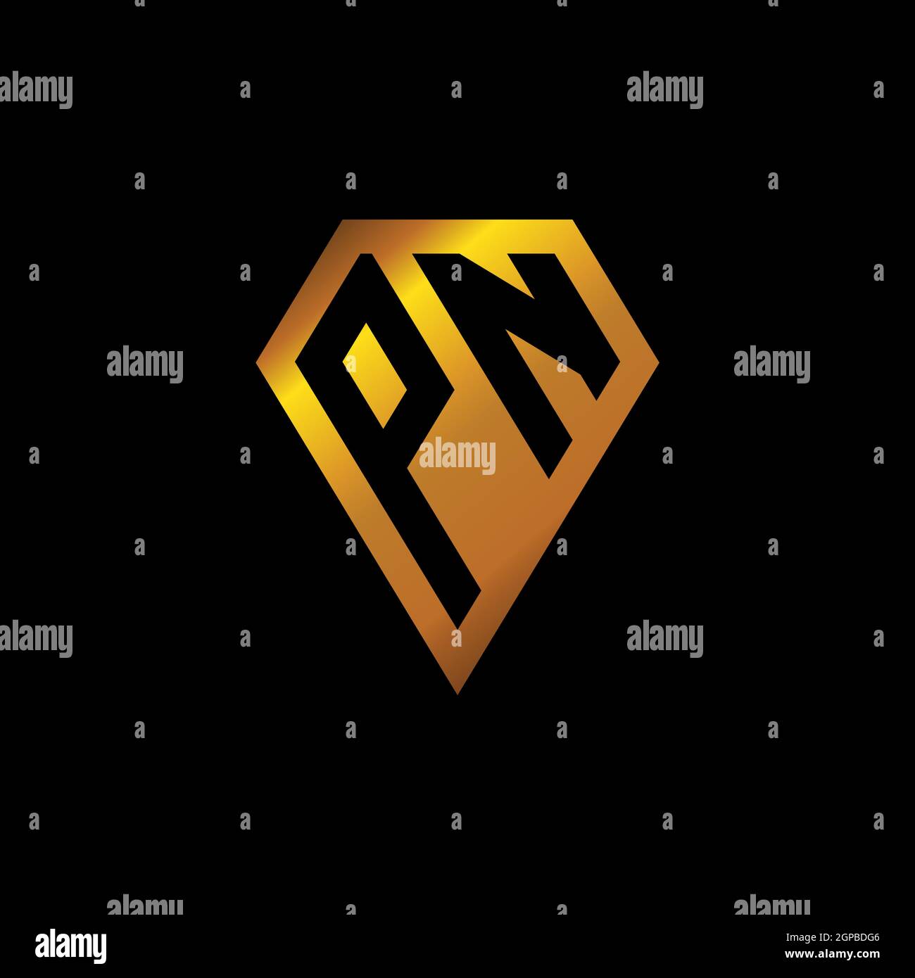 PN logo with golden diamond shape style vector, monogram geometric ...