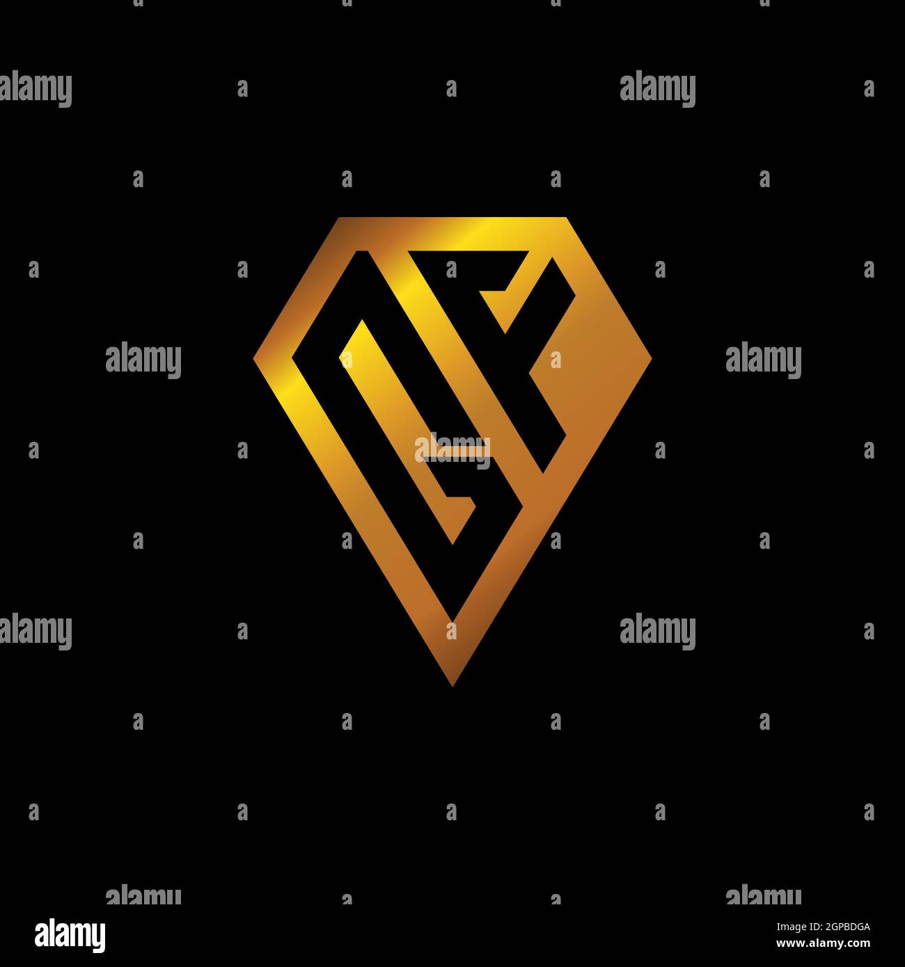 QF logo with golden diamond shape style vector, monogram geometric ...