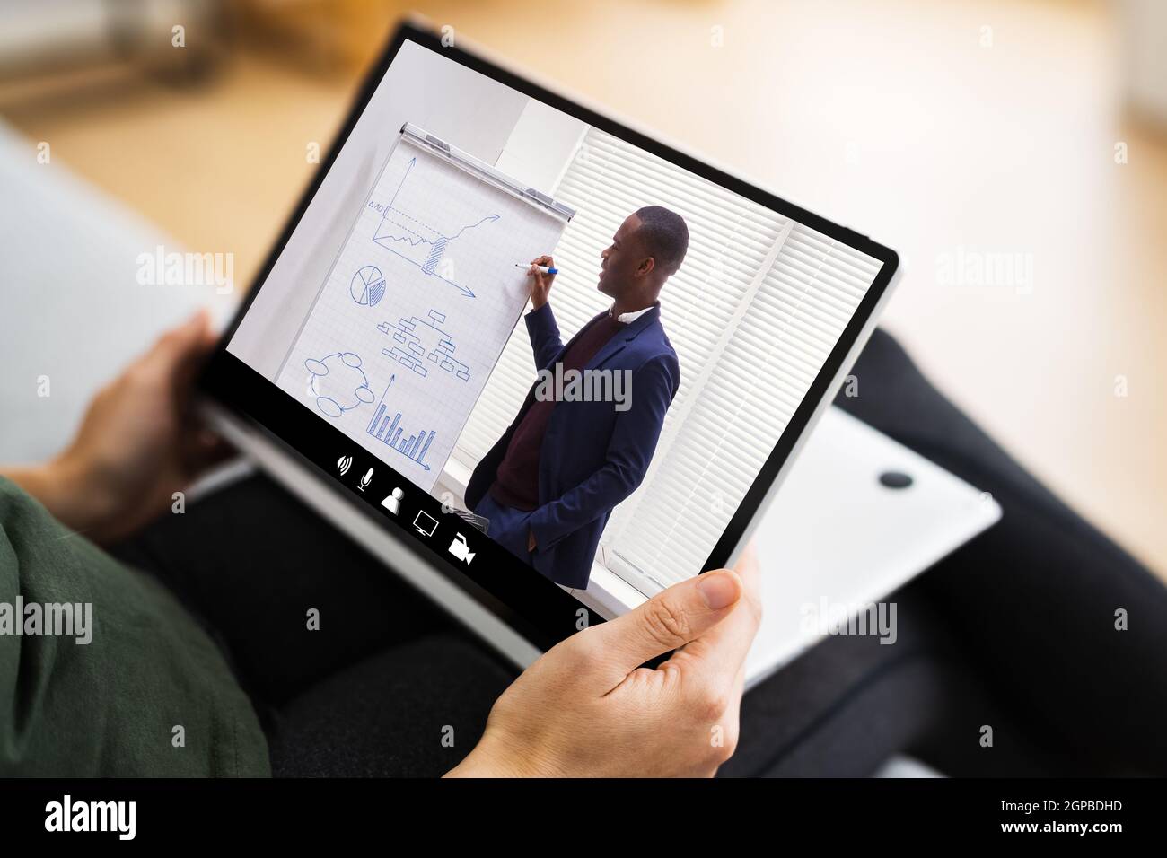 Virtual Online Training Meeting Or Tutorial Webinar Video Stock Photo ...