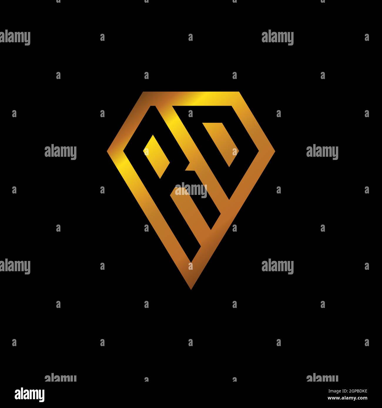 RO logo with golden diamond shape style vector, monogram geometric ...