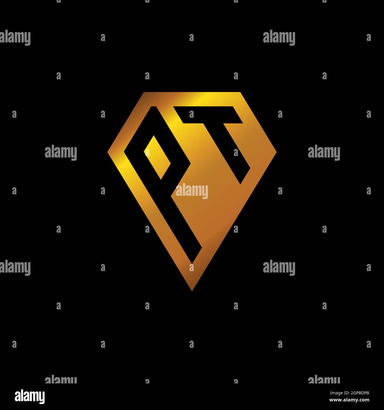 PI logo with golden diamond shape style vector, monogram geometric ...