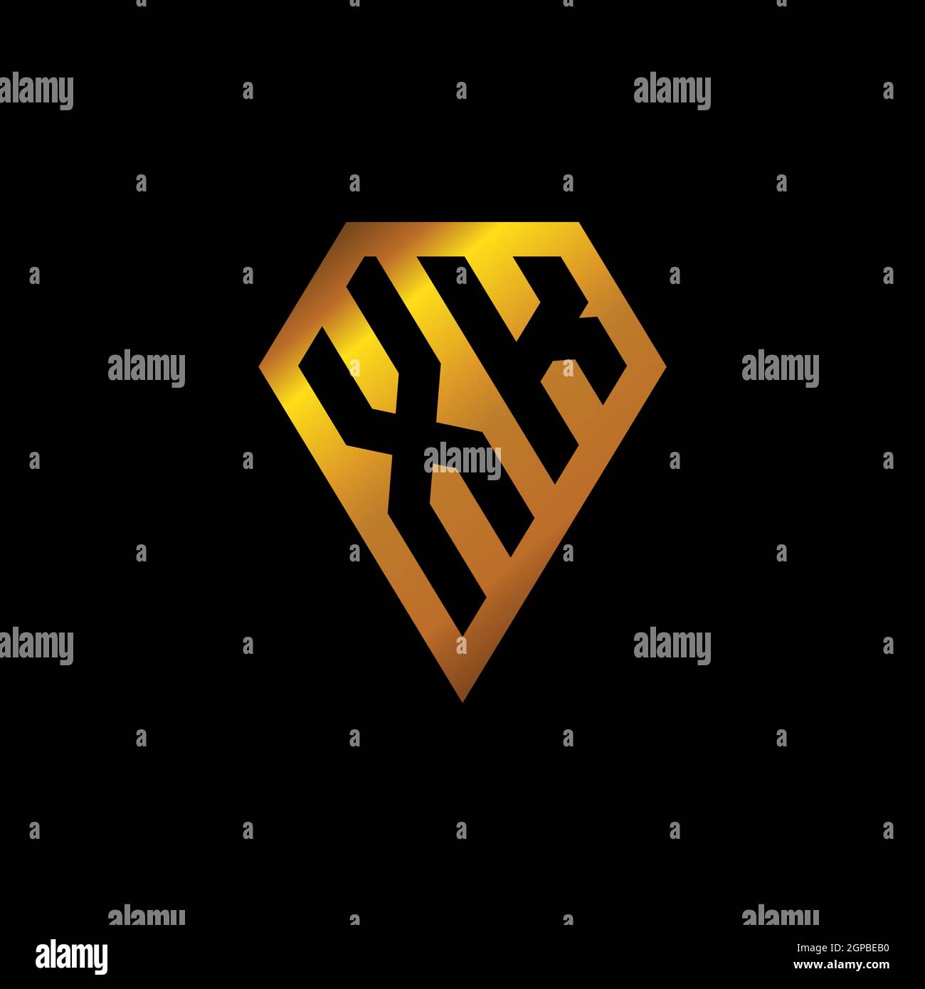 XK logo with golden diamond shape style vector, monogram geometric ...
