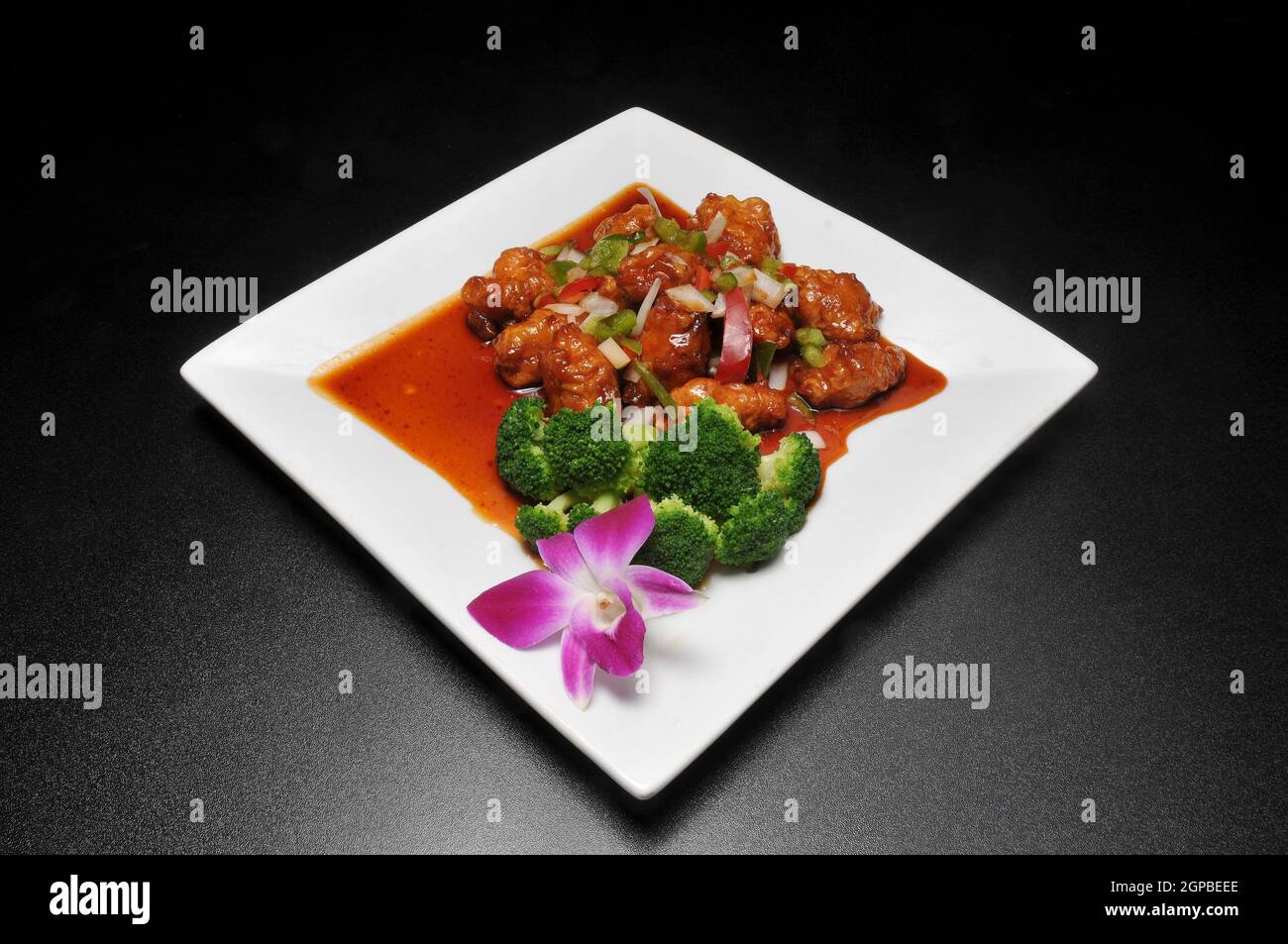 Traditional and authentic Chinese cuisine known as general tsu chicken ...