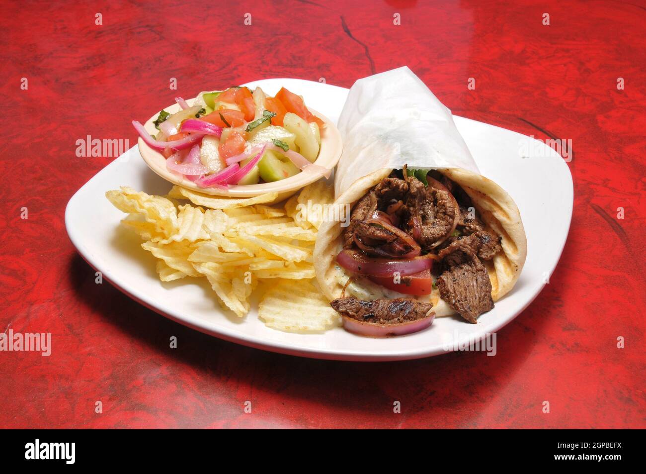 Delicious Greek dish known as a lamb gyro Stock Photo - Alamy