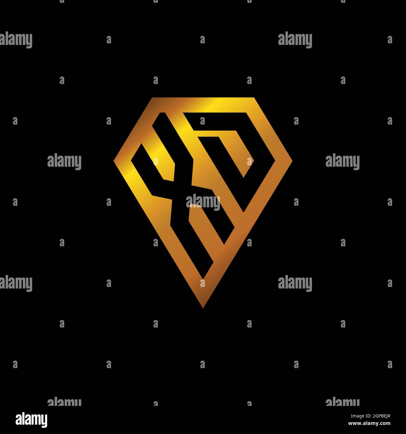 XD logo with golden diamond shape style vector, monogram geometric ...
