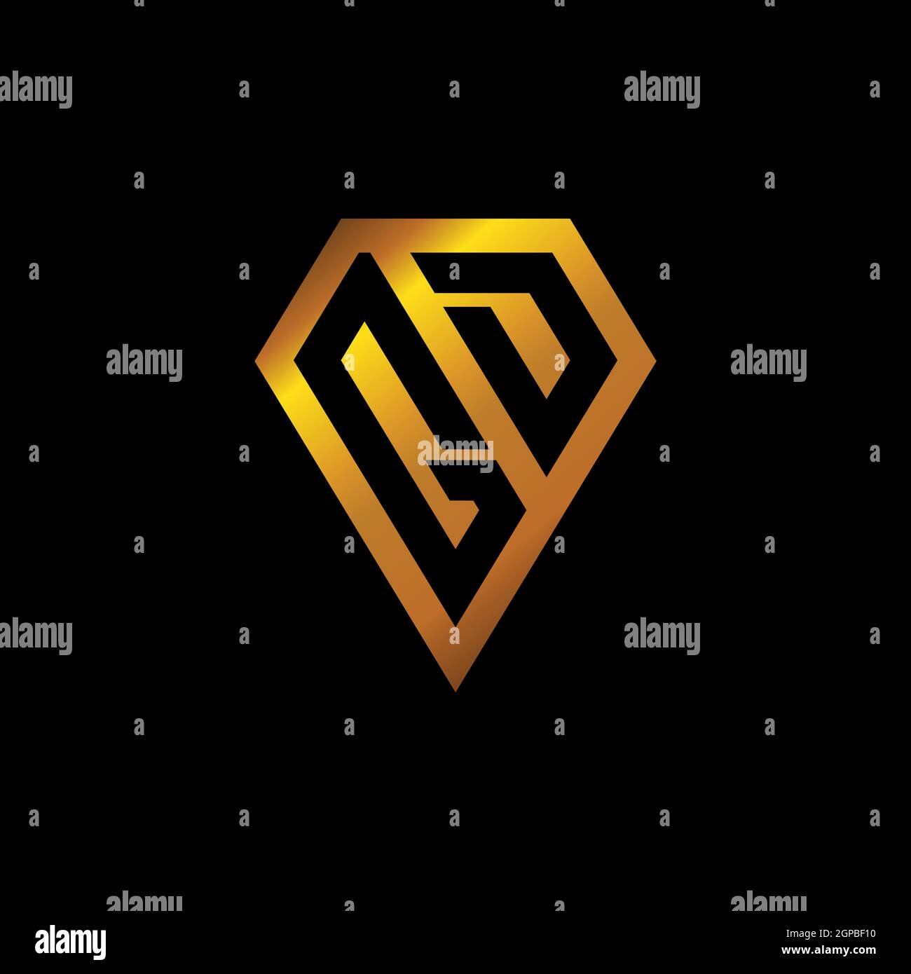 QD logo with golden diamond shape style vector, monogram geometric ...