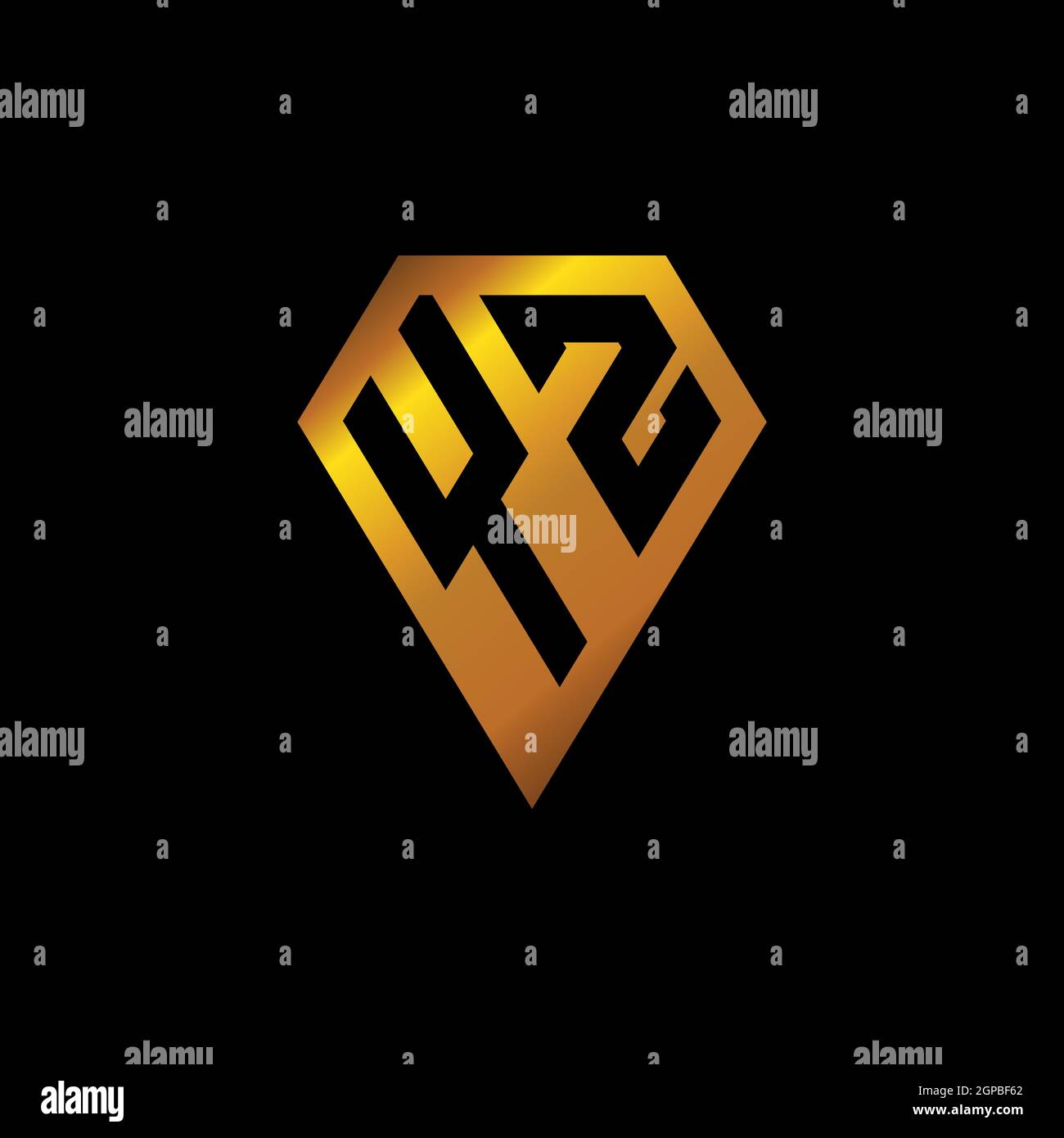 YZ logo with golden diamond shape style vector, monogram geometric ...