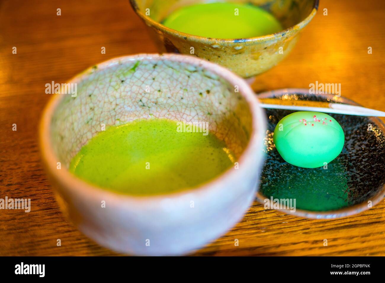 Traditional Kyoto style green tea in a japanese tea house Stock Photo ...