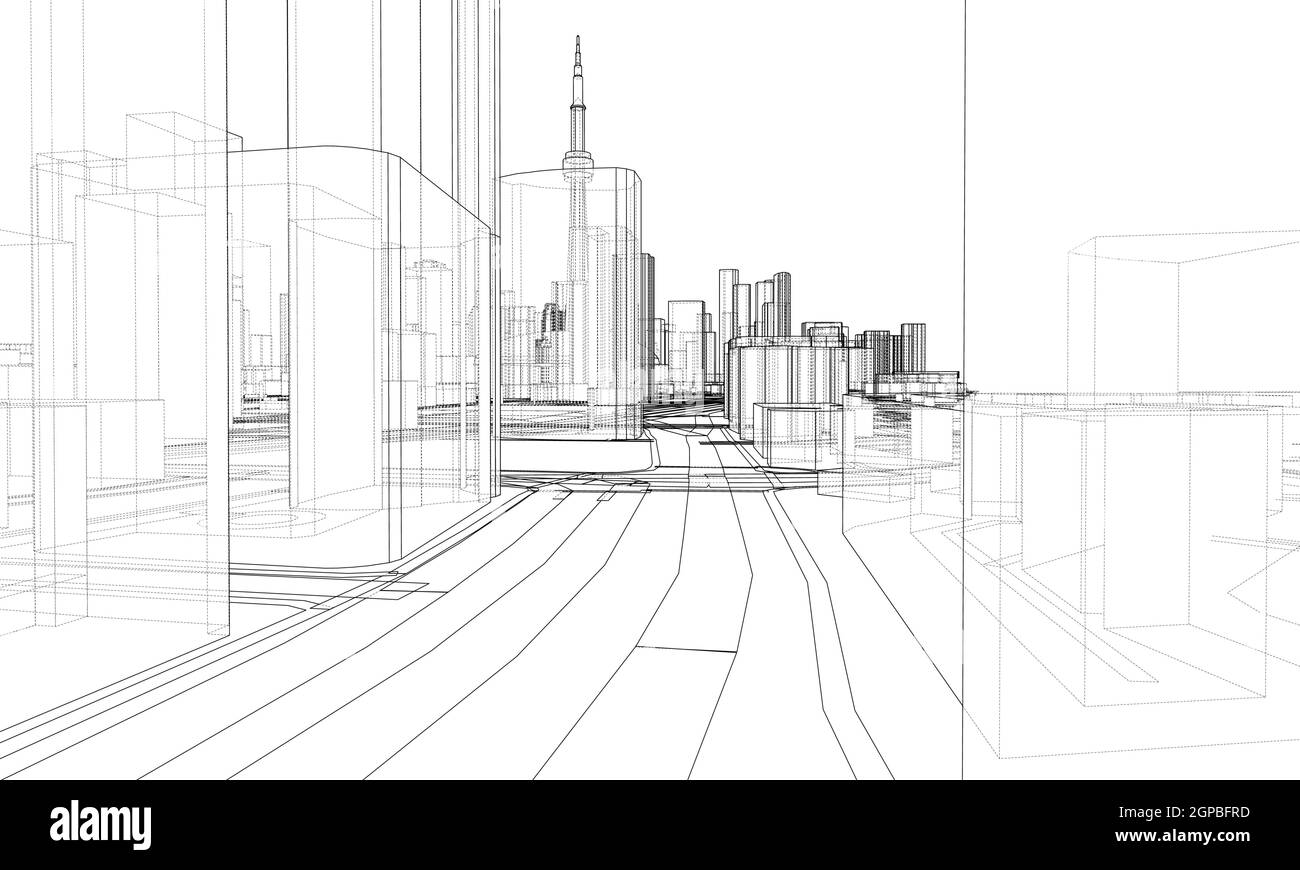 Vector 3d urban landscape. Buildings and roads Stock Vector Image & Art ...