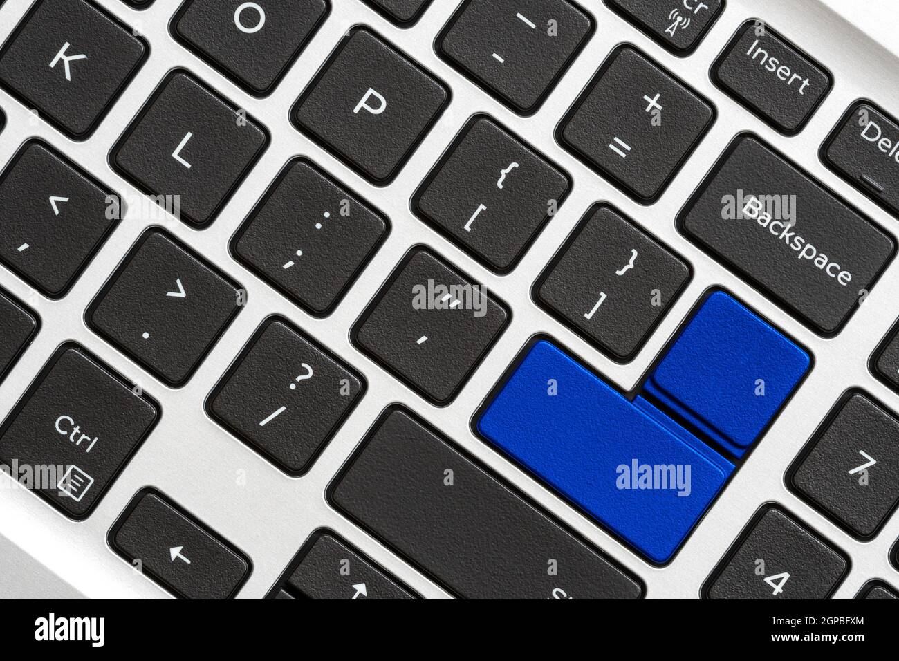 Blank blue button on the keyboard close-up Stock Photo - Alamy