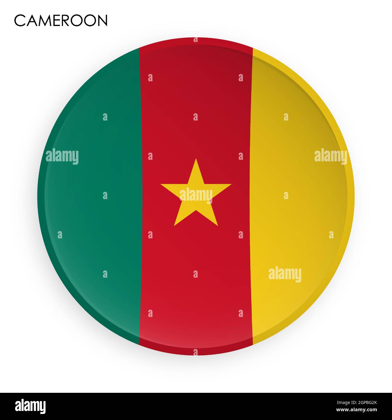 CAMEROON flag icon in modern neomorphism style. Button for mobile ...