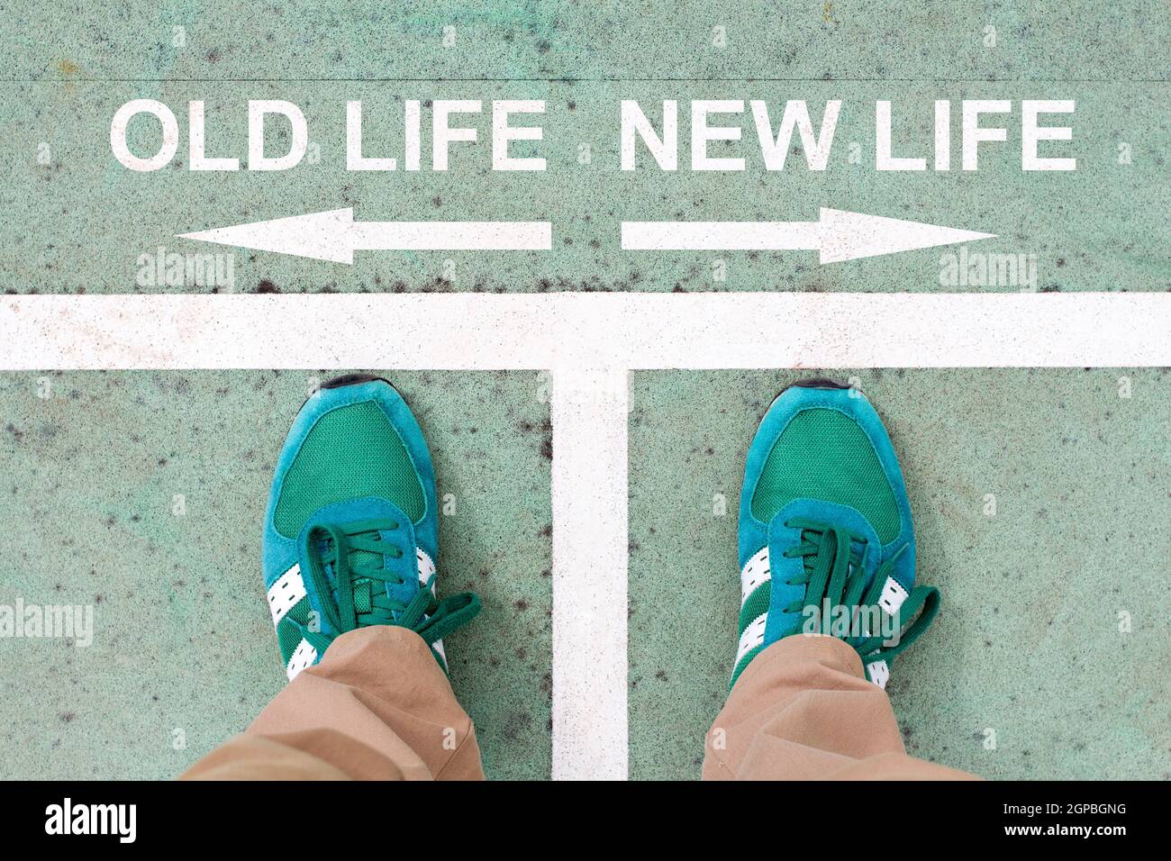 Man having to choose between old life and new life and about future ...