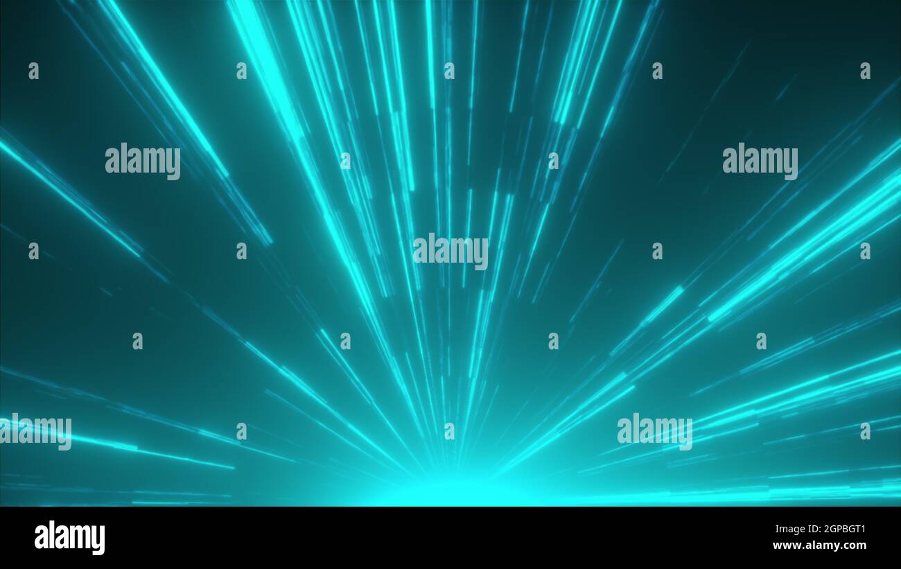 Fast bright neon rays, computer generated. 3d rendering abstract ...