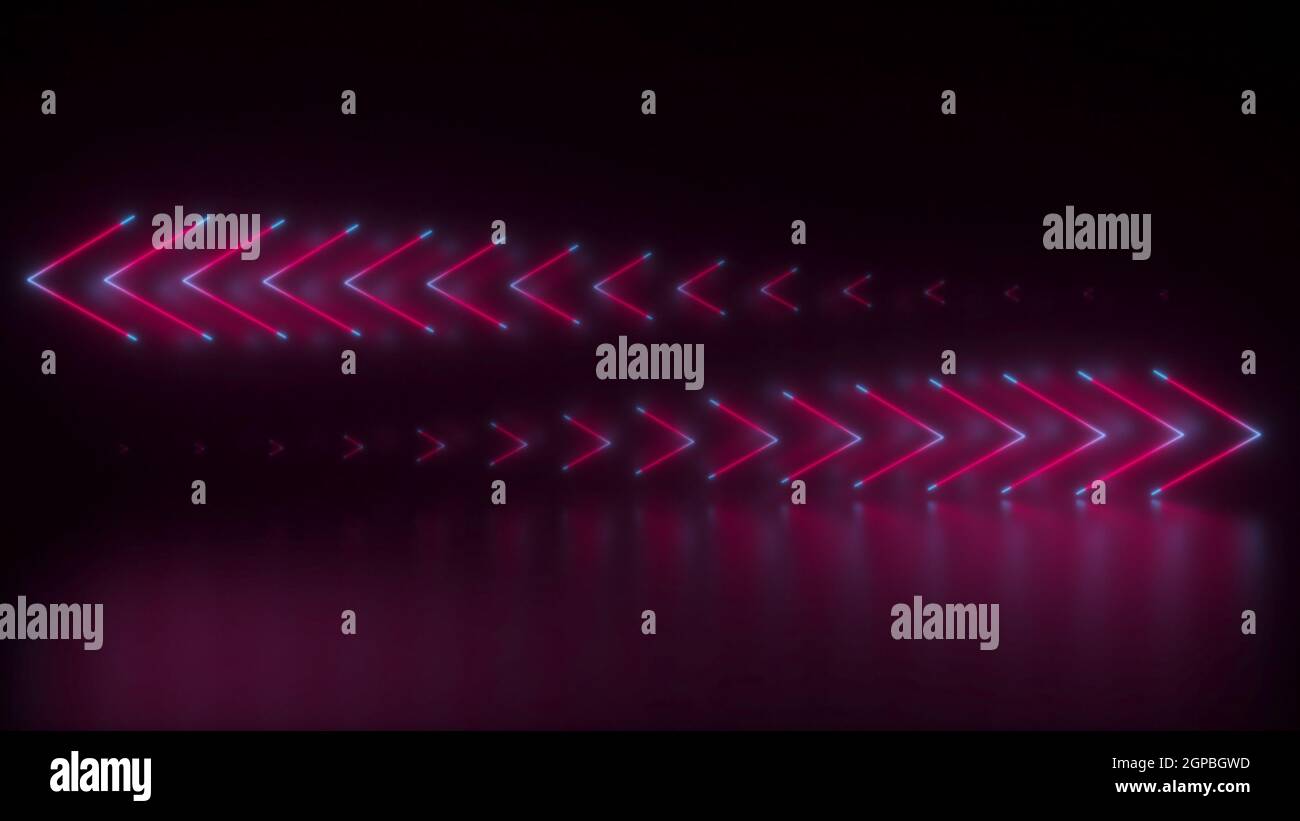 Computer generated abstract background. Neon arrows, 3D rendering direction concept Stock Photo ...
