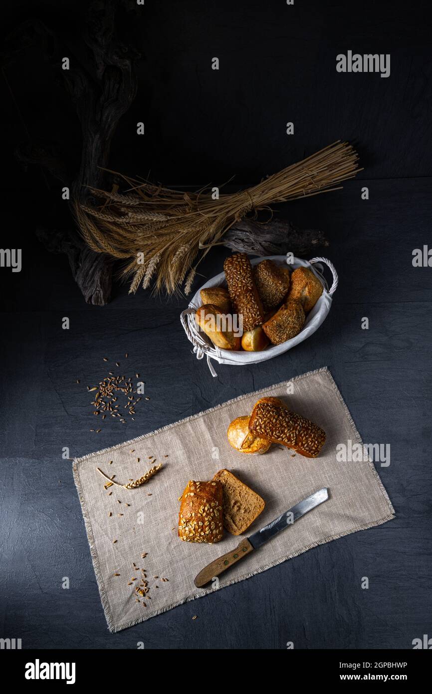 Delicious and crispy breakfast rolls Stock Photo - Alamy