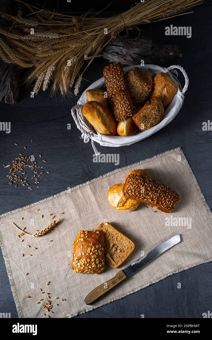 Delicious and crispy breakfast rolls Stock Photo - Alamy
