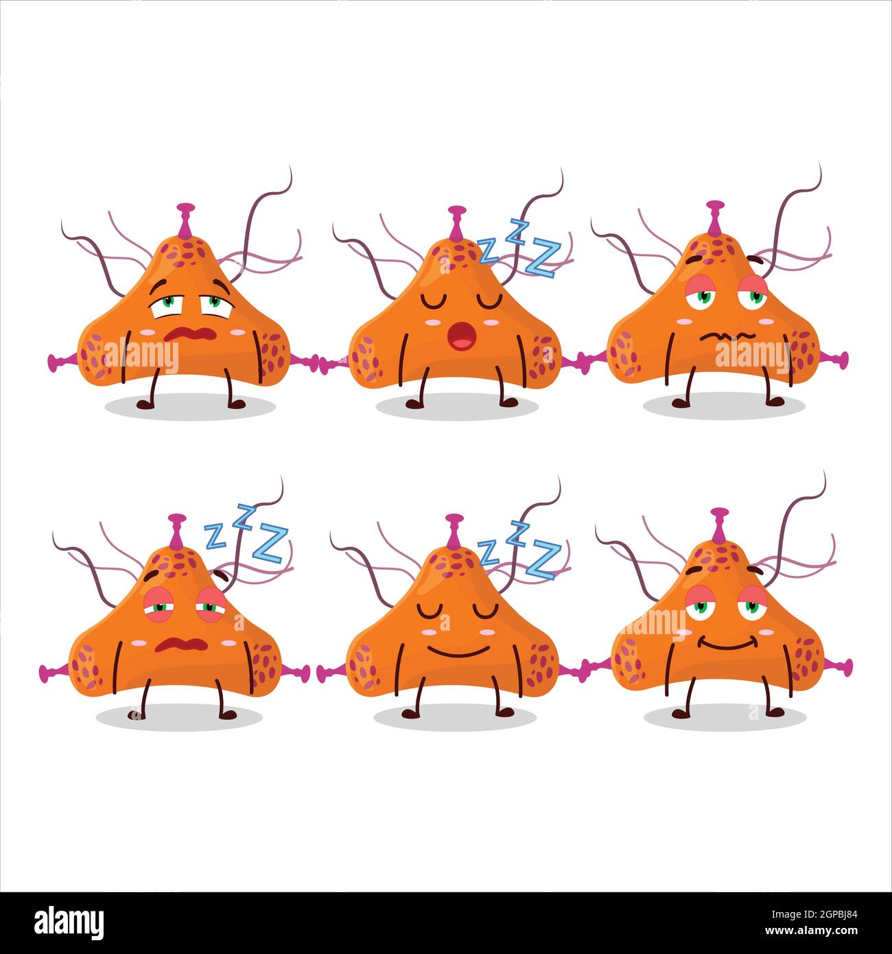 Cartoon character of bacteria virus with sleepy expression. Vector ...