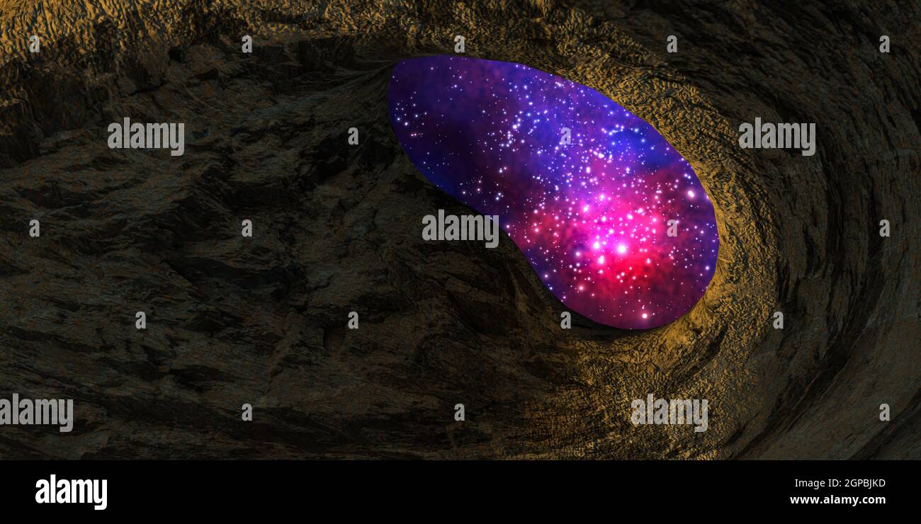 The 3d rendering of Holed stone beside the beach Stock Photo - Alamy