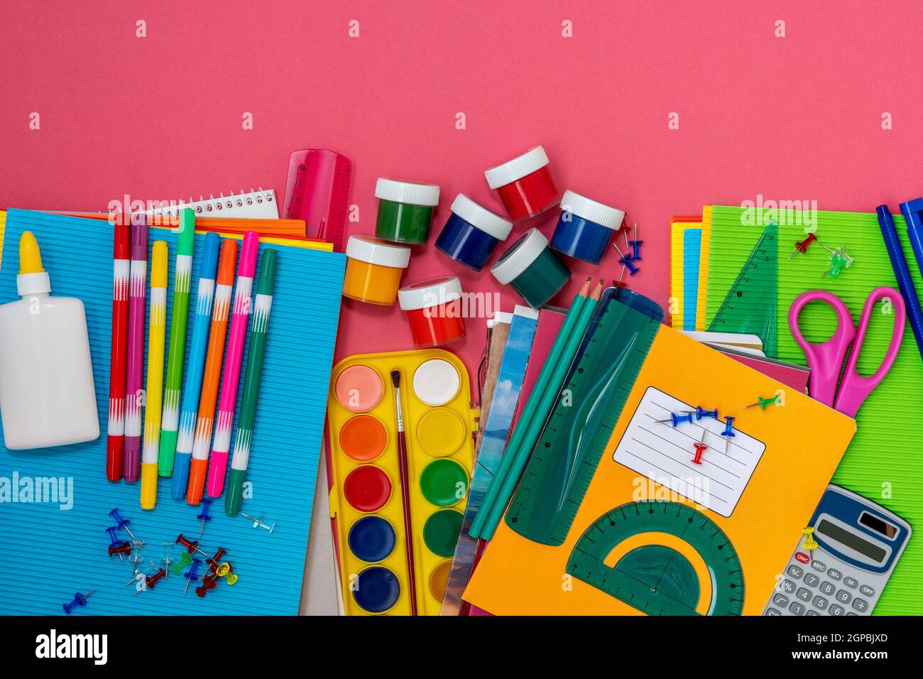 Overhead shot school supplies hi-res stock photography and images - Alamy