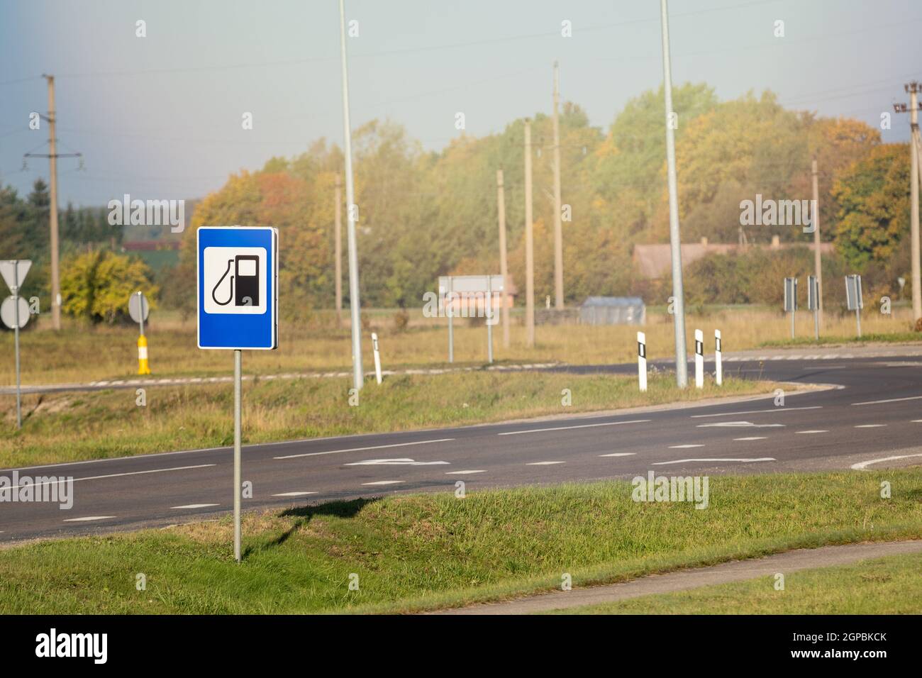 Petrol filling station sign on the highway Stock Photo - Alamy
