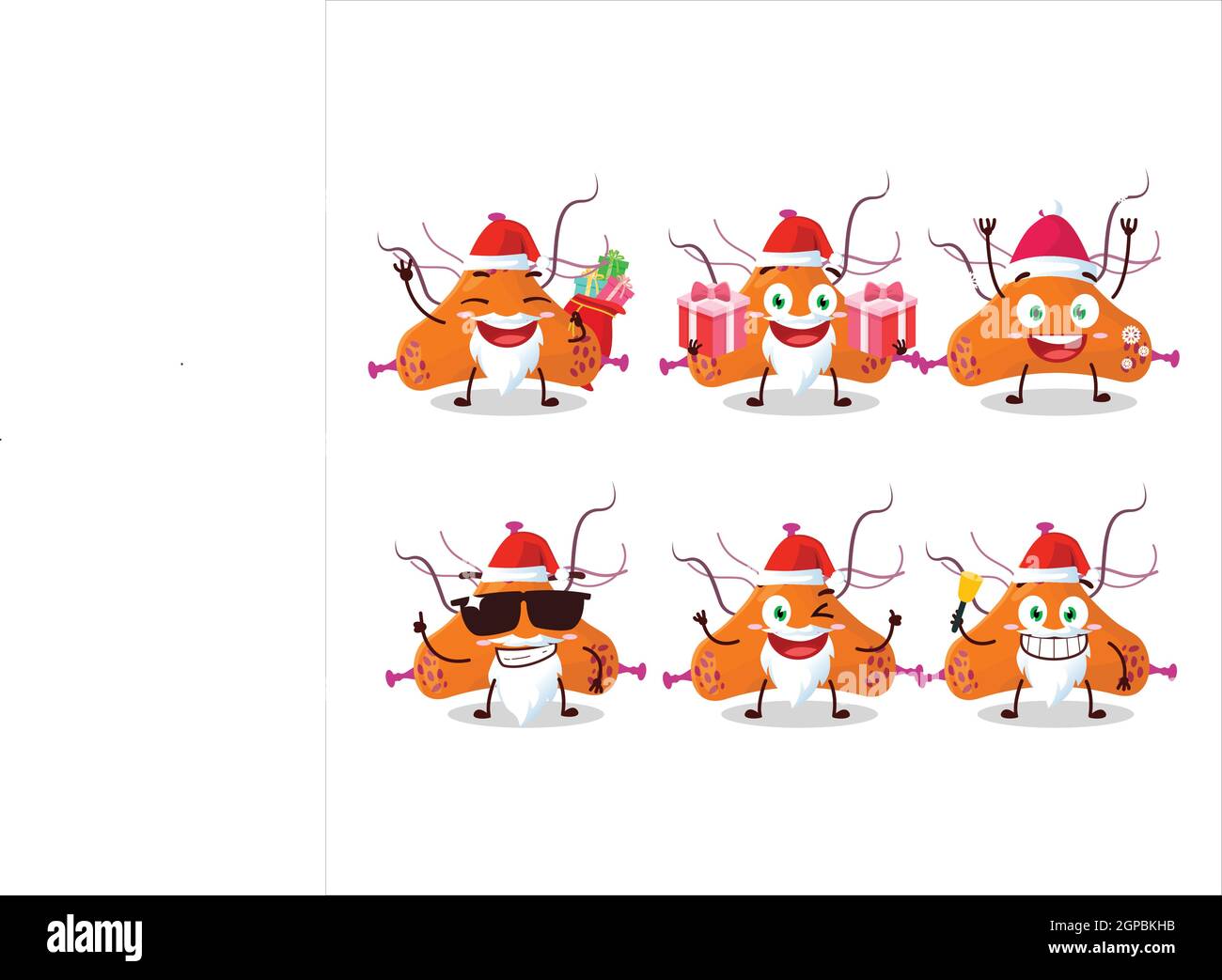 Santa Claus emoticons with bacteria virus cartoon character. Vector ...