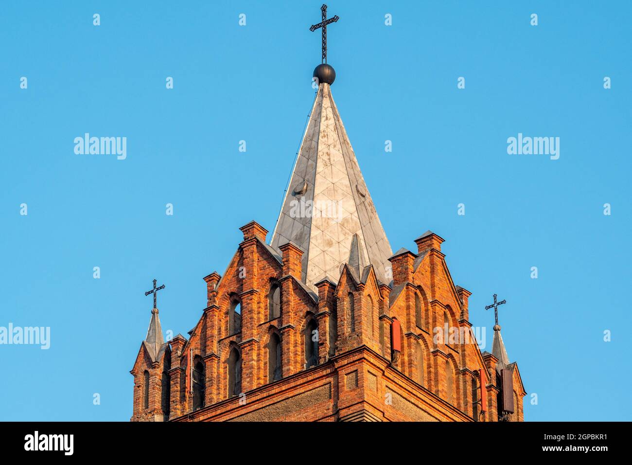 Church roof with a cross. Church building roof with a holy cross. Top ...